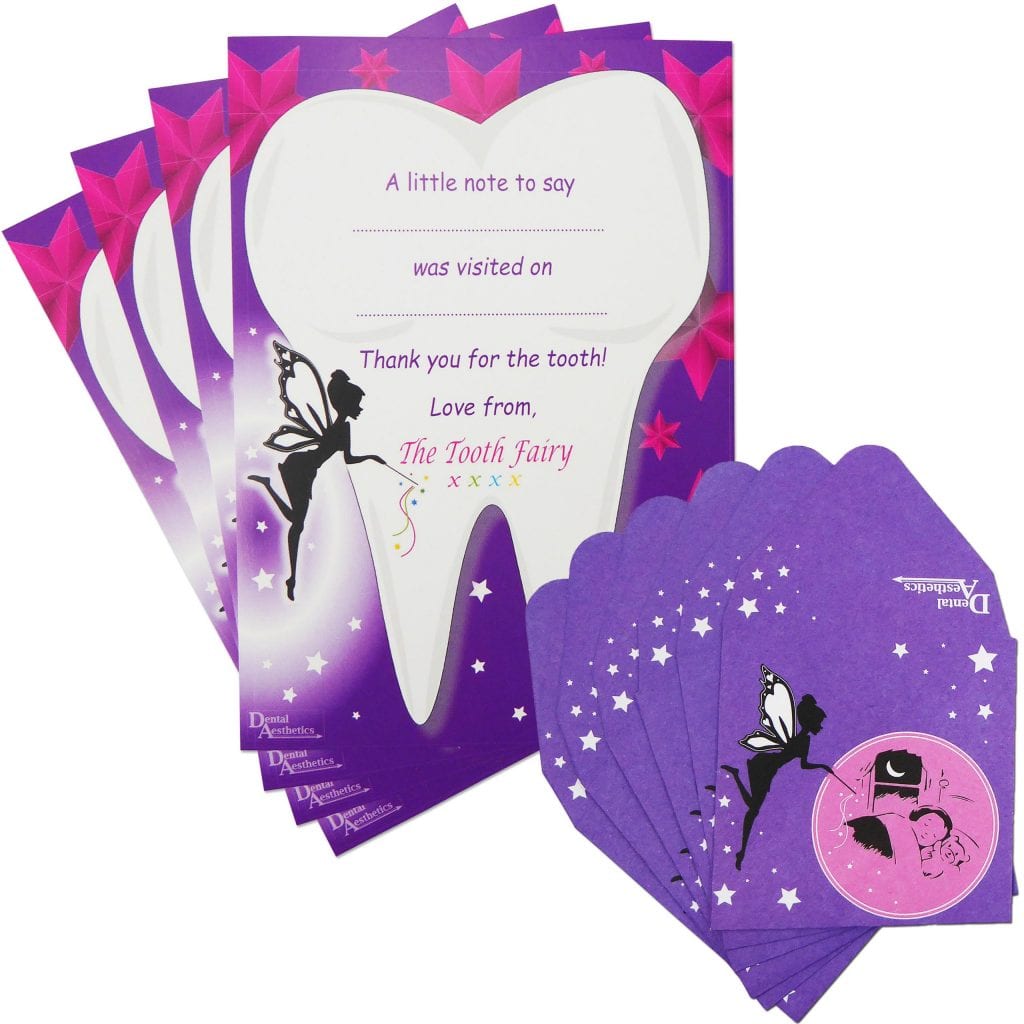 Tooth Fairy Gift Set ~ 8 Envelopes & 4 Certificates - Dental Aesthetics