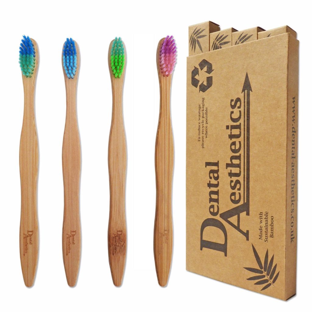 Bamboo Toothbrush with Medium/Firm Bristles ~ Set of 4 - Dental Aesthetics