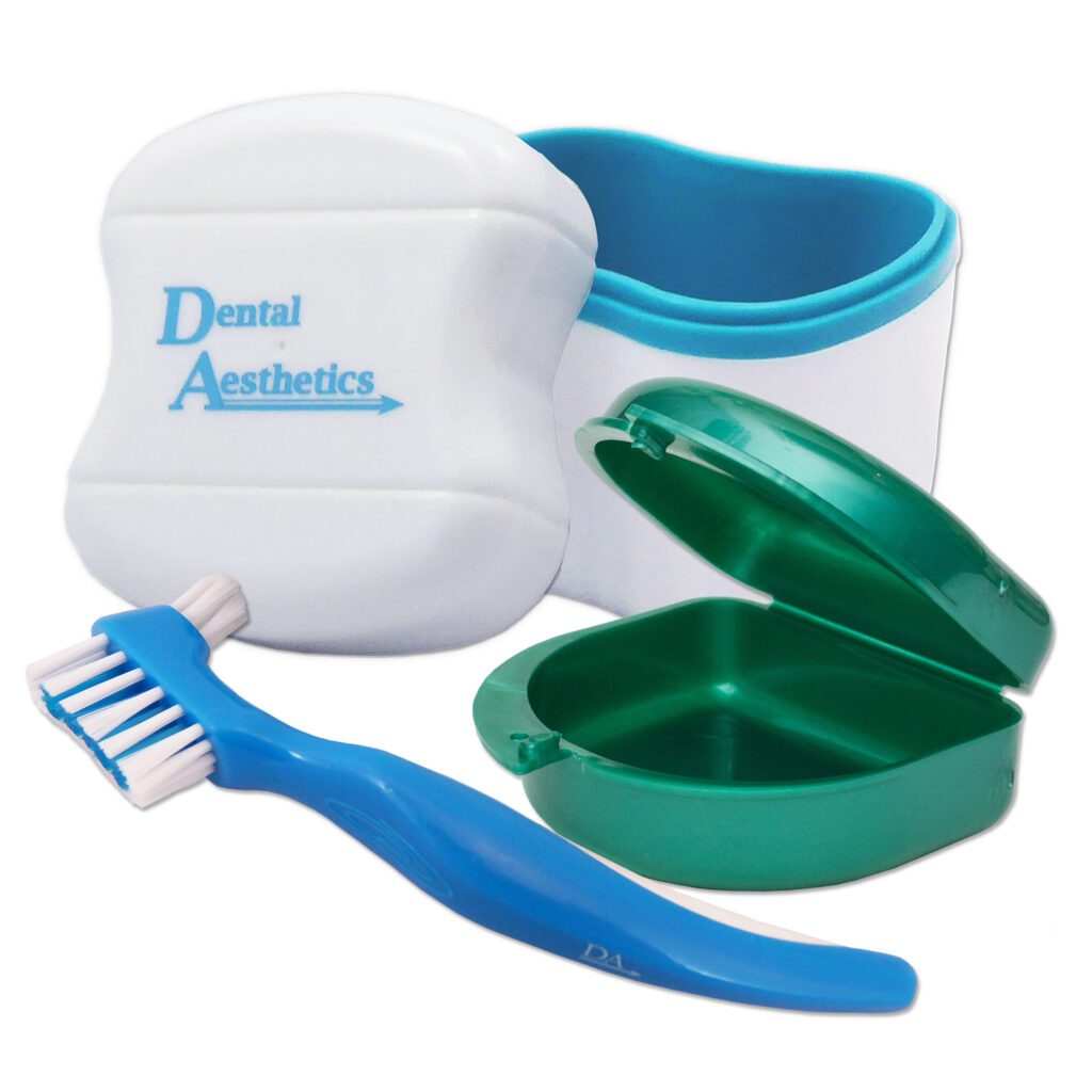 Denture Bath, Retainer Case & Brush - Dental Aesthetics